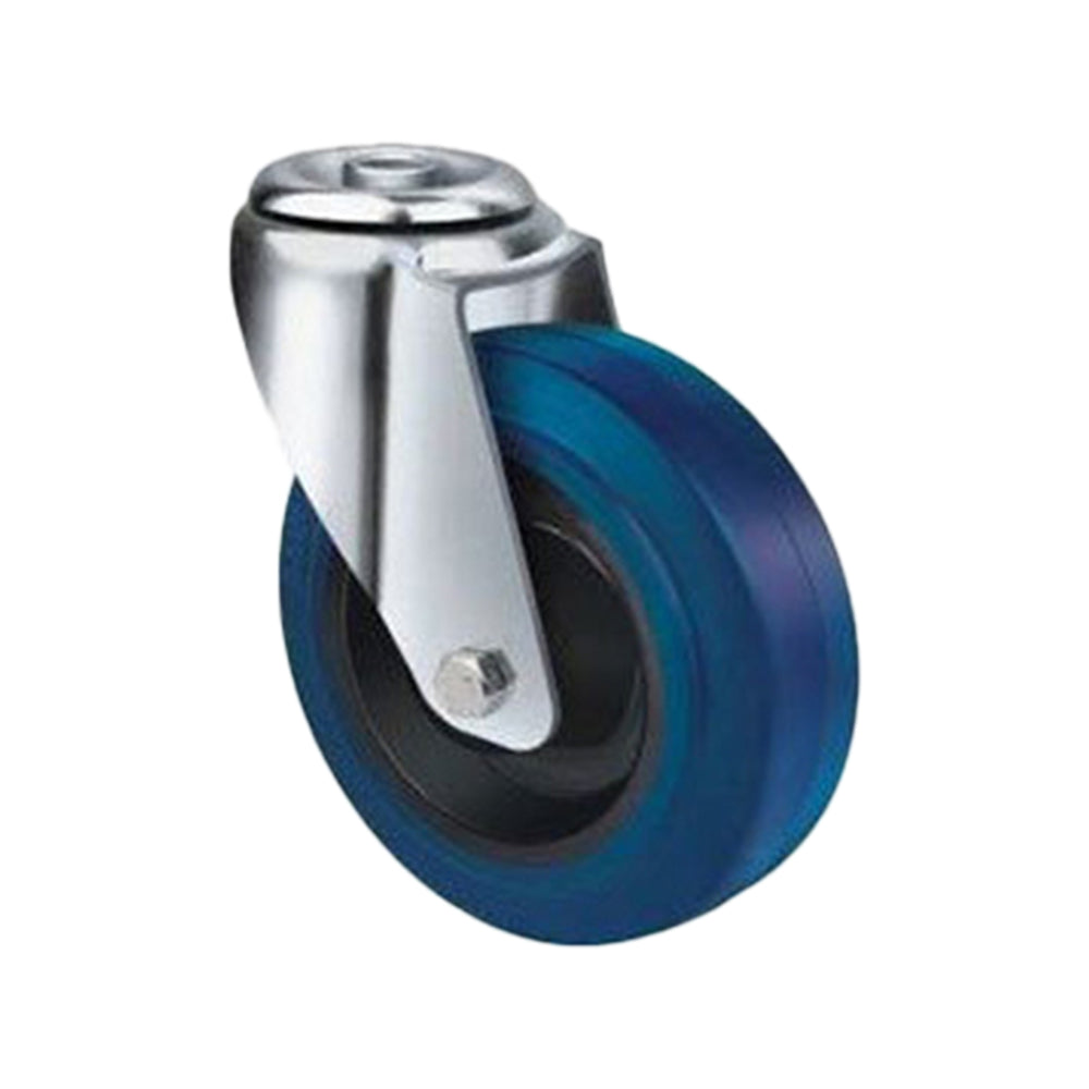 140kg Rated Blue Rubber Castor - 100mm - Bolt Hole – Team Systems